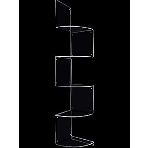 Jetec 5 Pieces Acrylic Corner Shelf, Wall Mount Corner Shelf Acrylic Floating Corner Shower Storage Organizer with Square Acrylic Board for Living Room Bathroom Kitchen Office and More (Clear)