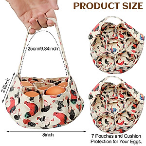 2 Pieces Egg Bags Egg Basket Mini Egg Collecting Basket Egg Gathering Basket with 7 Pouches for Farmhouse Chicken Hen Duck Goose Housewife Garden Transporting Storage, 8 x 2.6 Inch (Cute)
