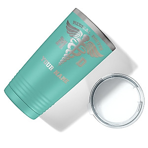 Personalized MD Medical Doctor Gift on Seafoam 20 oz Stainless Steel Tumbler with Lid - Insulated Cup - Custom Travel Mug