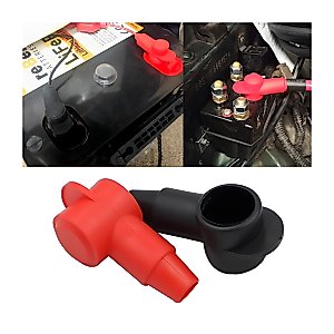 BESULEN 5/16" Stud Terminal Cover, 2 Pack Car Alternator Battery Stud Insulating Boots, Premium PVC Terminal Covers Protector for Power Junction Blocks, Car Accessories, 1 Red and 1 Black Pairs