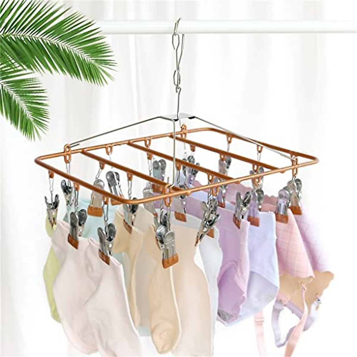 LIUZH Clothespin Rotary Hanger 360 Degree Round Stainless Steel Bold Clip Clothes Hanger