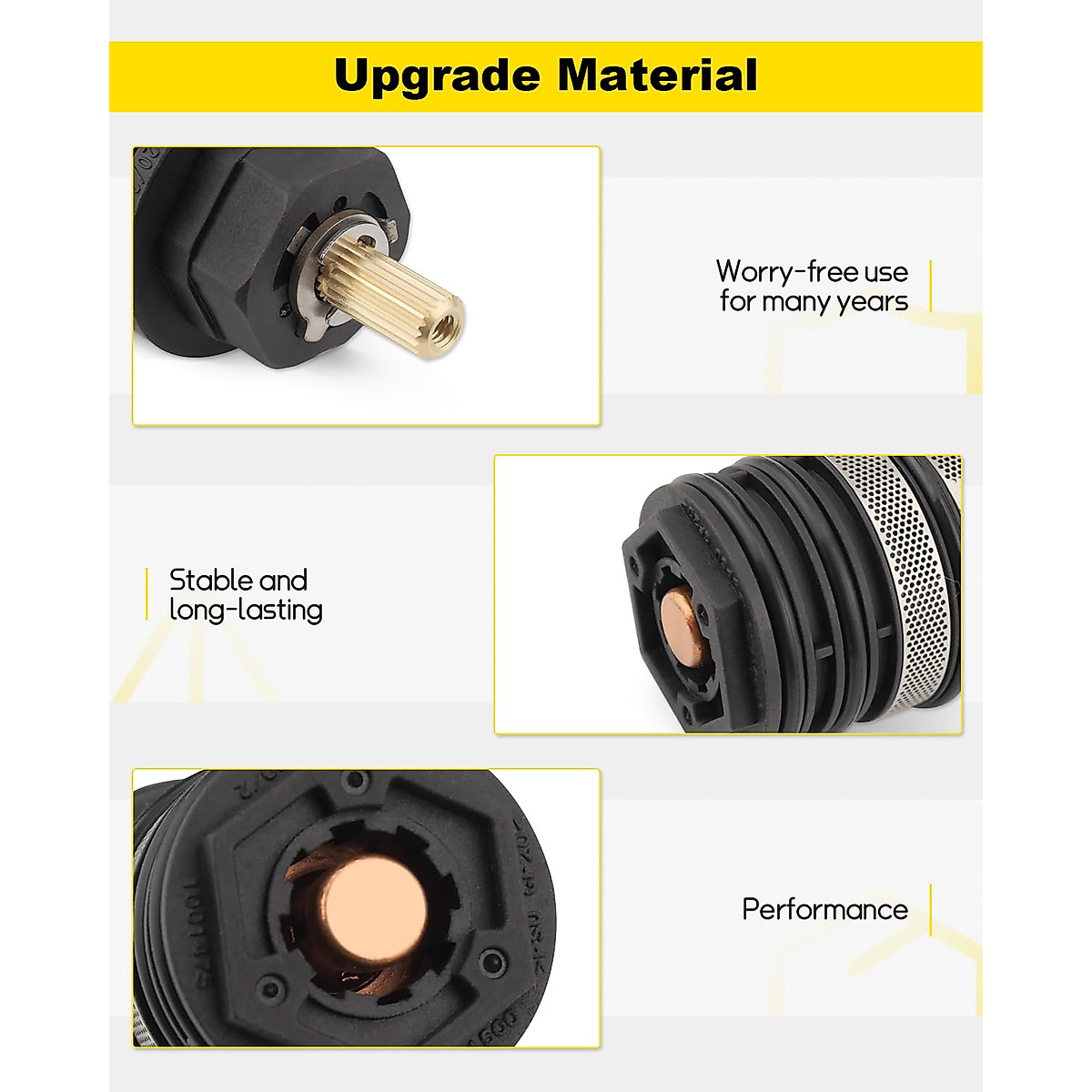 𝑼𝒑𝒈𝒓𝒂𝒅𝒆𝒅 94282000 Thermostatic Cartridge Fit for Hansgrohe Ecostat Showers, Fit for two-hole and three-hole thermostatic tub fillers, 3/4 Inch with Brass Stem