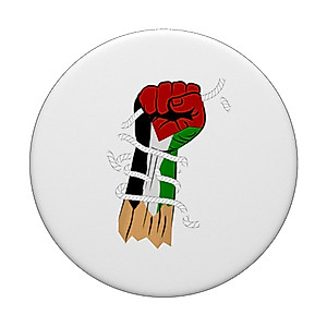 Fisting Hand with Broken Rope and Barbed Wire Palestine Flag PopSockets Standard PopGrip