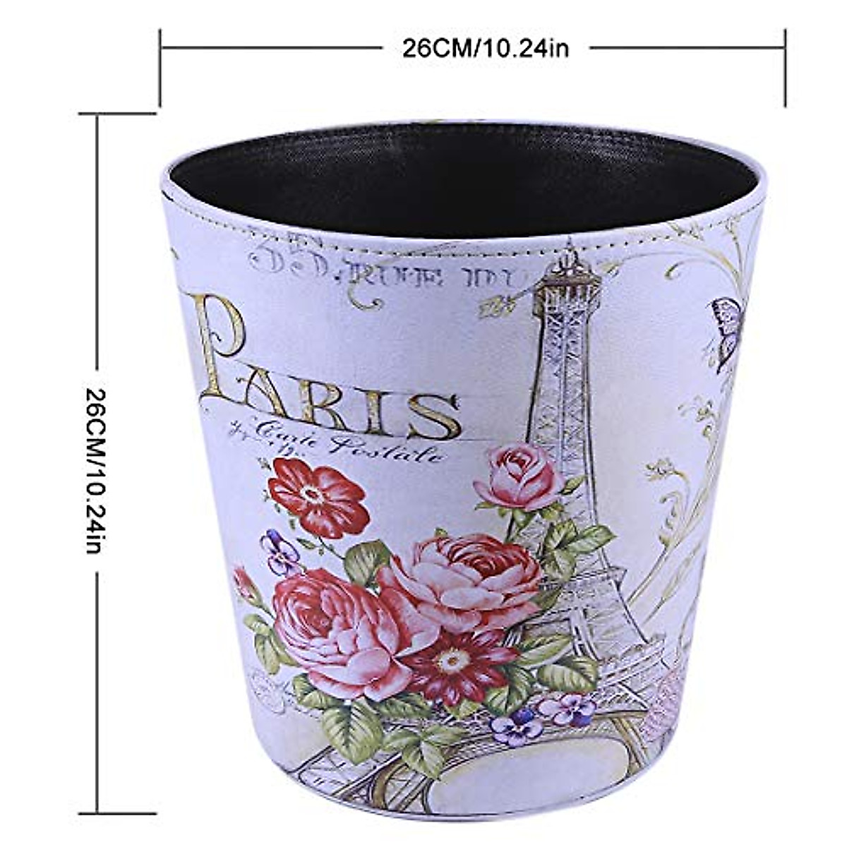 Lingxuinfo Scakbyer Waste Paper Bin, European British Style Tower Pattern Trash Can Wastebasket Garbage Can Without Lid Waste Bin for Kitchen Bathroom Bedroom (Tower Red Flower)