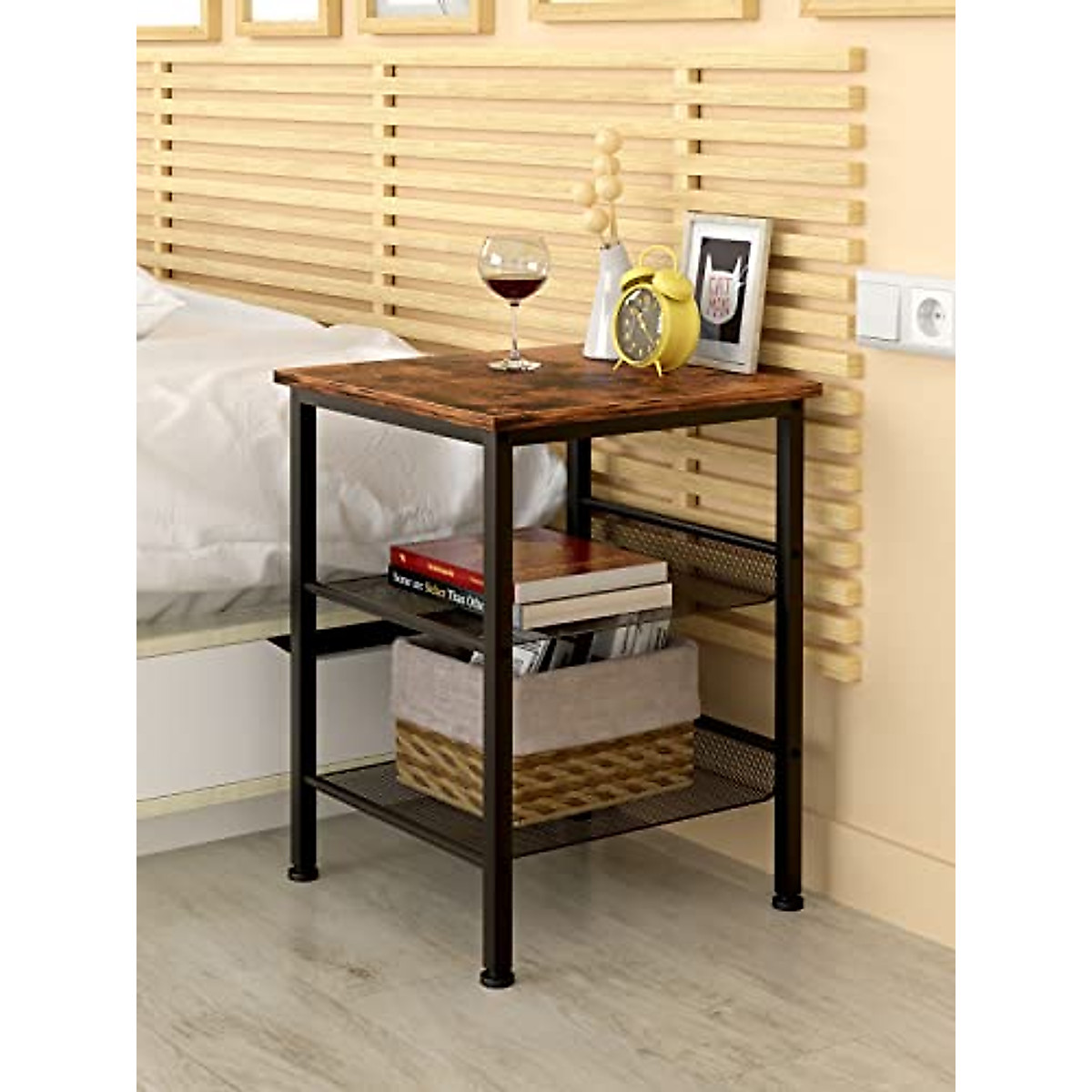 EKNITEY Printer Stand with Storage - 3 Tier Industrial Printer Shelf End Side Table Home and Office