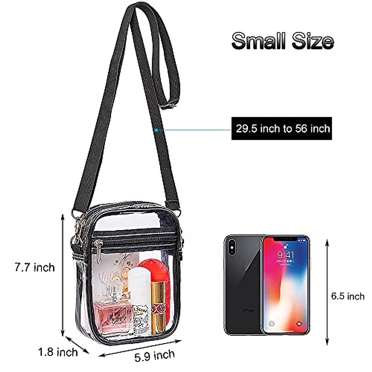 Clear Bag Stadium Approved, Crossbody Bags, Small Transparent Purse for Women See Through Handbag with Adjustable Strap for Concerts Sports Events, Fans, Game, Festivals Purple