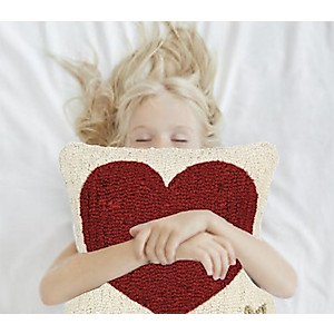 Chandler 4 Corners Artist-Designed Red Heart Hand-Hooked Wool Decorative Throw Pillow (14” x 14”) Valentine's Day Pillow for Couches & Beds - Low Maintenance - Pillow for Anniversary & Weddings