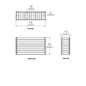 Vita Urbana 16 inch x 56 inch x 33 inch Embossed Vinyl Large Parklette Planter, Slate Grey, Gray, PVC, Woodgrain, BPA and Pthalate Free, VT17613
