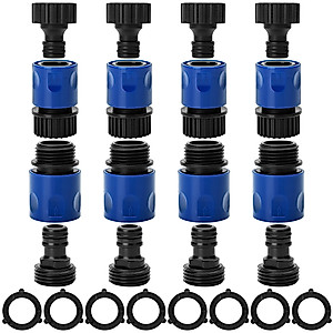 Bates- Garden Hose Quick Connectors, 4 Set, 3/4 Inch, Male and Female, Plastic Hose Connector, Garden Hose Quick Connect Hose Fittings, Water Hose Quick Connect Fittings, Quick Release Hose Connector