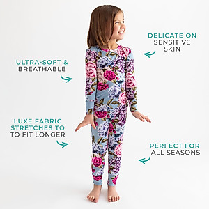 Posh Peanut Girls Pajamas - Soft, Viscose from Bamboo PJs for Kids - Matching, Long Sleeve Toddler Pajamas for Girls (6-12 Months) Lacey