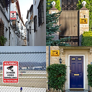 2-Pack Private Property No Trespassing Sign, No Trespassing Aluminum Warning Sign, Video Surveillance Signs Outdoor, Security Camera Sign for Home, Residential, Business, Warehouse, Driveway Alert, CCTV, Rust Free Aluminum 10 x 7 in(Red)
