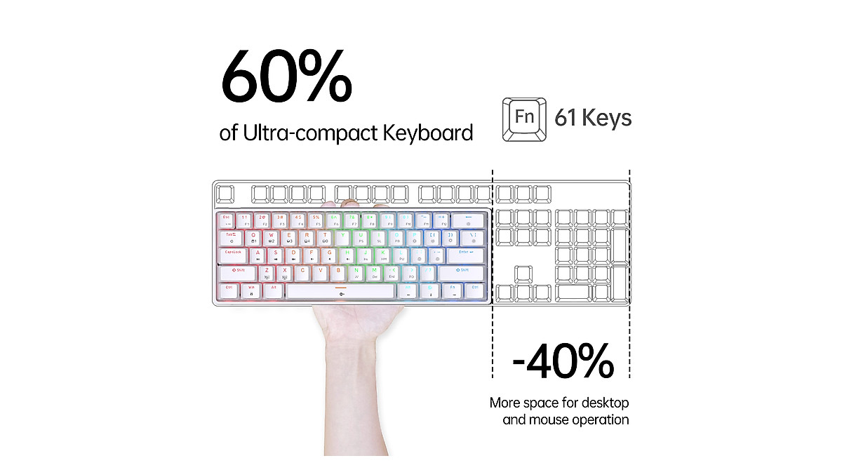 DIERYA DK61E 60% Mechanical Gaming Keyboard - RGB & Waterproof