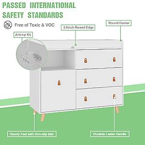 DAWNSPACES Baby Changing Table Dresser for Infants, Nursery Dresser Chest with Drawers, Storage Changing Station, White