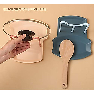 Lid and Spoon Rest, Utensil Rest with Drip Pad for Multiple Utensils, Spoon Holder & Lid Holder for Stove Top, Kitchen Utensil Holder for Spoons, Lid, Ladles, Tongs & More (Blue)