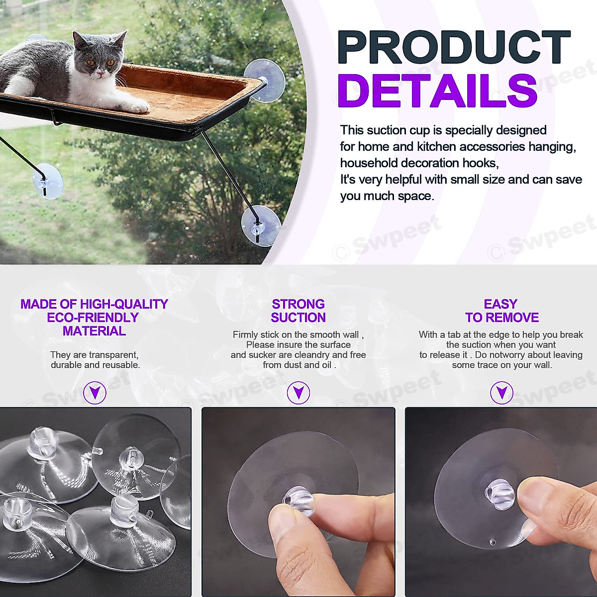 Swpeet 80 Packs 5 Sizes 1" 6/5" 7/5" 8/5" 9/5" Transparent Suction Cups Assortment Kit, Rubber Anti-Collision Shower Connectors Sucker Pad Hanger Pads Without Hooks