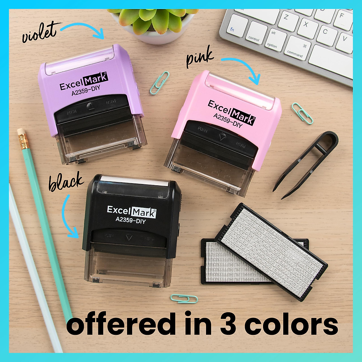 ExcelMark Self-Inking Do It Yourself Stamp Kit - A2359-DIY - Black Ink