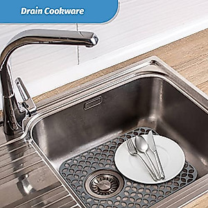 Finphoon Sink Protectors for Kitchen Sink，Kitchen Sink Mats, 2pcs 13.8'' X 11.4'' Sink Mats for Bottom of Kitchen Sink, Heat-Resistant Silicone Sink Protector for Side Drain