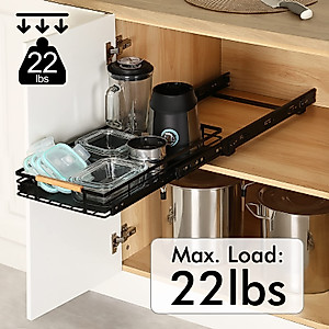 KES Food Container Lid Organizer and Food Container Organizer, 2 Tier Pull Out Cabinet Organizer, Silding Plastic Container Organizer Lid Storage Chrome, KPO506W36D53-CH
