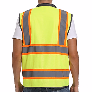 ArcRidge Reflective Safety Vest for Men and Women - High Visibility Construction Vest - Dual Tone Reflective Strips (Yellow, Large)