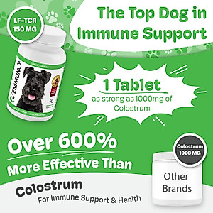 Boneo Emmuno Canine - Patented Digestive, Immune, Skin & Coat Health Supplement for Dogs - All Natural Lactoferrin, Probiotics, Prebiotics, Enzymes, Omega 3 Fish Oil and More - 90 Chewable Tablets