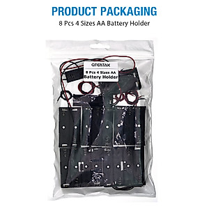 QTEATAK 8 Pack AA Battery Holder Bundle with Wire 1 AA Battery Holder 1.5V, 2 Pcs, 2 AA Battery Holder 3V, 2 Pcs, 3 AA Battery Holder 4.5V, 2 Pcs, 4 AA Battery Holder 6V, 2 Pcs