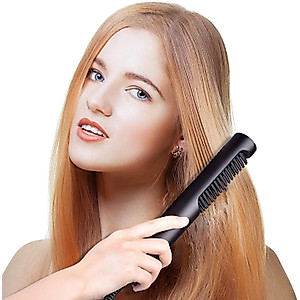 Hair Straightener Brush,Ocaliss Heated Ionic Hair Straightening Brush Flat Iron for Smooth Frizz-Free Silky Hair with 20S Fast Heating, 3 Temp Settings, Anti-Scald Hot Brush for Styling
