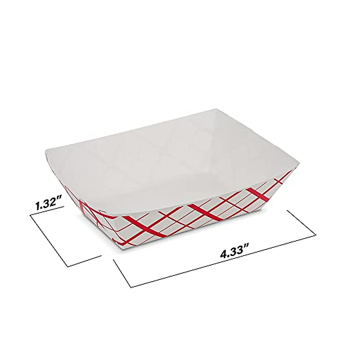 Paper Food Trays - 1/4 lb Small Disposable Plaid Classy Red and White Paper Food Boats by MT Products (100 Pieces) - Made in The USA