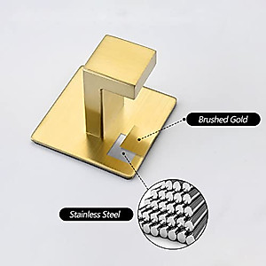 WOLIBEER Gold Coat Hooks Self Adhesive, No Drilling Towel Hooks Stick on Door Hooks Robe Hooks Wall Hooks for Bathroom Kitchen 2 Pack