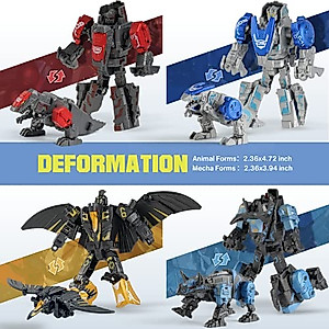 11 Shapes Dinosaur Transforming Robot Toys for Kids 6+, 4 Packs STEM Transformed Action Figure, 4-in-1 DinoRobot Alloy Model Toys, Birthday Gifts for Boys Girls Age 6 7 8 9 10+ Year Old
