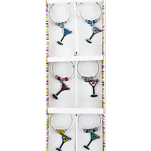 Bulk Buys Metal Beaded Decorative Martini Wine Charm Set - 24 Pack