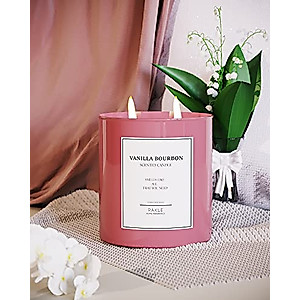 RAKLE Candles for Home Scented – Vanilla Bourbon Scented Candle 16.9 oz – Premium Soy Wax Blend Candle Jar with Lid for Home, Meditation, Aromatherapy – Delightful Long Lasting Scents