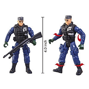 JOYIN Police Camp Toy Set of Friction Powered Police Car, Realistic Military Camp Tent and Policemen Action Figures, Police Vehicle with Light and Sound Siren for Over 3 Years Old Boys