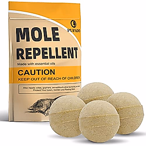 Pufado Mole Repellent, Vole Repellent Outdoor, Gopher Repellent, Mole Repellant for Lawn, Mole Deterrent for Yard, Mole Control, Keep Mole and Vole Out of Your Garden, Safe Around Pet & Plant -4 Packs