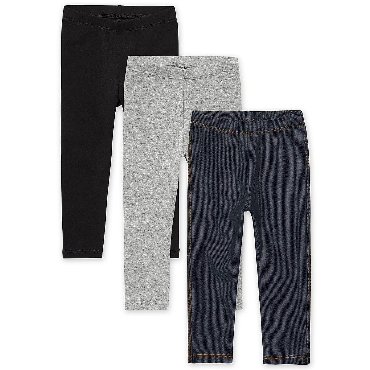 The Children's Place Baby Girls And Toddler Girls Leggings,Black/Smoke Gray/True Indigo 3 Pack,3T