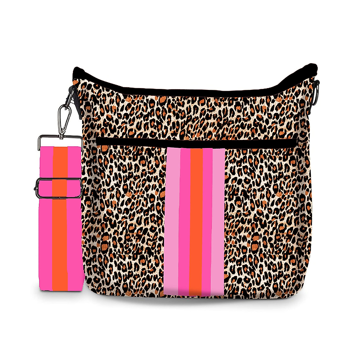 Crossbody Bag Neoprene Womens Purse, handbag Beach bag by GraceBeth (Pink Cheetah)