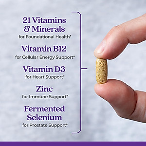 New Chapter Men's Multivitamin for Immune, Stress, Heart + Energy Support with Fermented Nutrients - Every Man's One Daily, Made with Organic Vegetables & Herbs, Non-GMO, Gluten Free - 96 ct