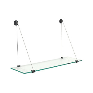 Clear Hanging Glass Shelf 8" X 21" Black Finish