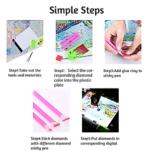 LIRUNQIU 59 Pcs Diamond Painting A4 LED Light Pad Kit, 5D Diamond Painting Accessories Tool Kit Full Drill for Adults and Kids, Supplies Includes Storage Case, Pens,Stand,Pad Board and More