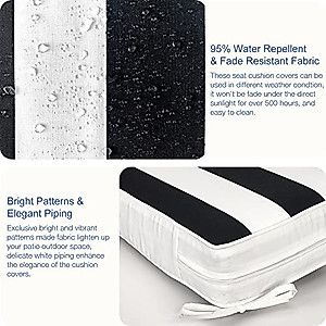 DYTXIII Patio Outdoor Cushion Cover Slip Cover W45 x D18 x H3 Inch with Zipper for Bench Loveseat Furniture, UV Protection Cushion Covers Replacement Covers 1 Pack, Cabana Black (Covers ONLY)