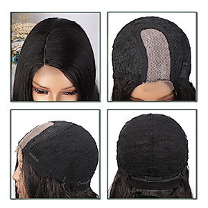 N NAYASA Long Black Wavy Wigs for Women Side Part Black Wig Natural Looking Synthetic Heat Resistant Fiber Wigs Hair for Daily Party Use (2#)