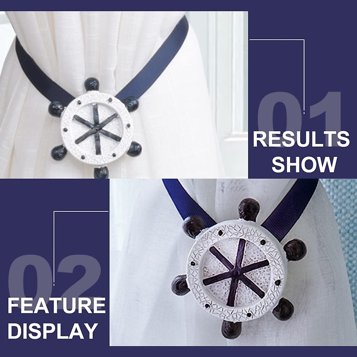 LIFKOME 2pcs Curtain Hook Magnetic Tie Back Window Magnetic Holdbacks Curtain Tiebacks Curtain Brackets for Curtain Rod Outdoor Curtains Curtain Buckle Simple Seaside Tassel Polyester