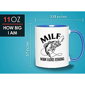 Fishing 2Tone Blue Mug 11oz - MILF Man I Love Fishing - Fishing Fisherman Fish Lover Retirement Hook Bait Reel Rod Spooling Fisher Dad Outdoor Hobby
