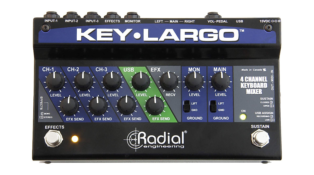 Radial Key Largo Keyboard Mixer with Balanced Outs - Compact & Versatile