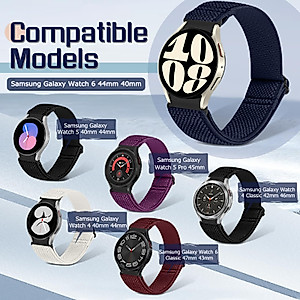 VNDAPT Elastic Bands Compatible with Samsung Galaxy Watch 5/4/6 40mm 44mm, Galaxy Watch 6 Classic 43mm 47mm, Galaxy Watch 5 Pro 45mm, Galaxy Watch 4 Classic 46mm 42mm, Adjustable Nylon Sport Straps