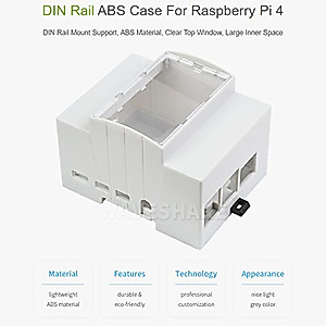 Waveshare DIN Rail ABS Case for Raspberry Pi 4 Large Inner Space Injection Moduling