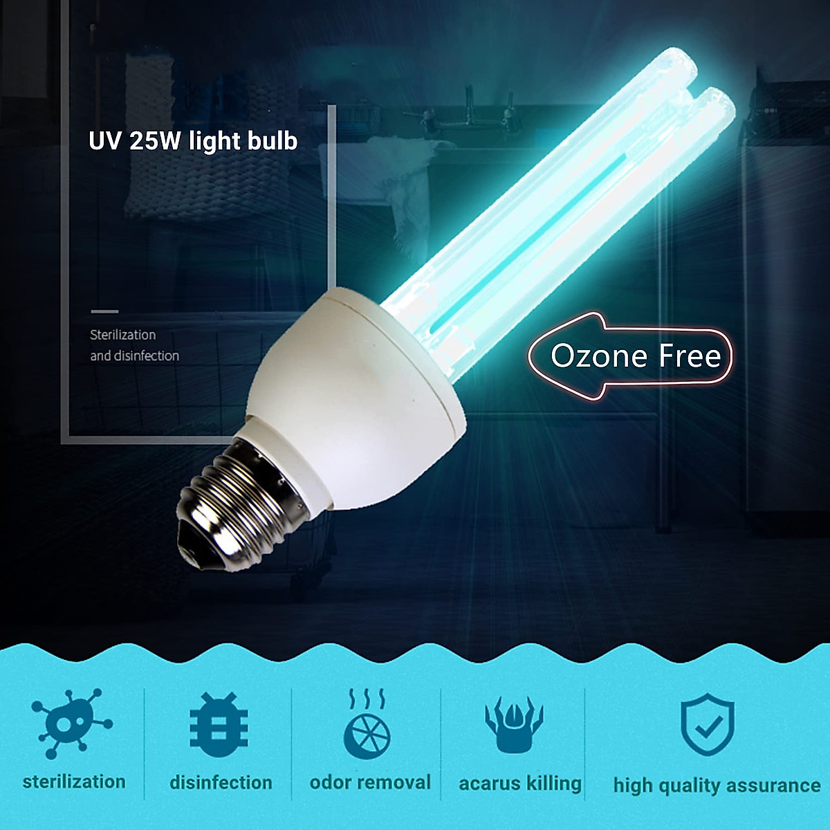 labaliya Light Bulb Fluorescent Light Bulb 25W Energy Saving 253.7nm Wavelength 110 Volt E26/E27 Socket (Ozone Free)