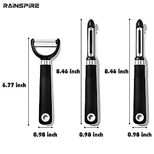 Rainspire 3-Piece Peeler Set, Premium Swivel Vegetable Peeler, Kitchen Gadgets Apple Peeler Potato Peeler Veggie Peeler Fruit Peeler, Dishwasher Safe Kitchen Accessories, Black