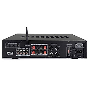 Pyle 4-Channel Bluetooth Home Power Amplifier - 2000 Watt Audio Stereo Receiver w/ Speaker Selector, AM FM Radio, USB/ SD Card Reader, Karaoke Microphone Input - Home Entertainment System