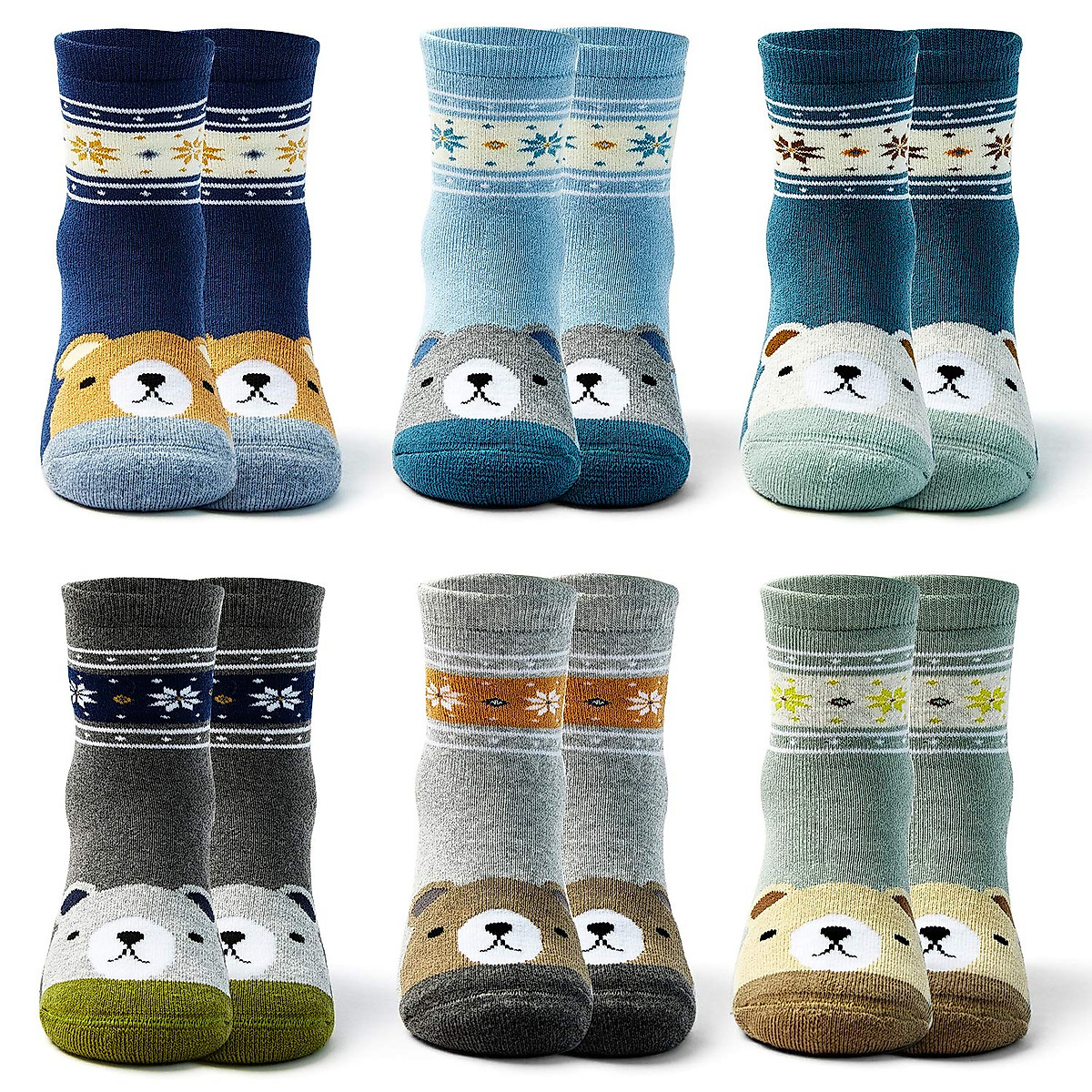 Mardonskey Big Kids Winter Socks Boys Warm Socks Thick Cotton Thermal Crew Socks for Boys 6 Pairs 6-8 Years