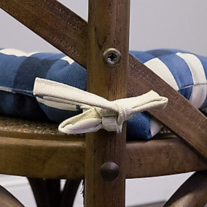 Sweet Home Collection Chair Cushion Seat Pads Indoor/Outdoor Printed Tufted Design Soft and Comfortable Covers for Dining Rooms Patio with Ties for Non Slip, 6 Count (Pack of 1), Buffalo Check Navy